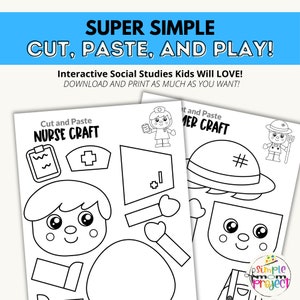 Community Helper Crafts: Cut & Paste Activity, Coloring Pages (PDF) - Etsy
