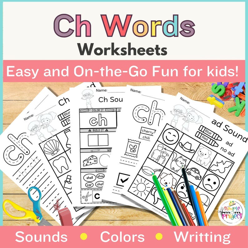 Digraph 'ch' Word Worksheets | Letter Blending Ch | Phonics | Easy and ...