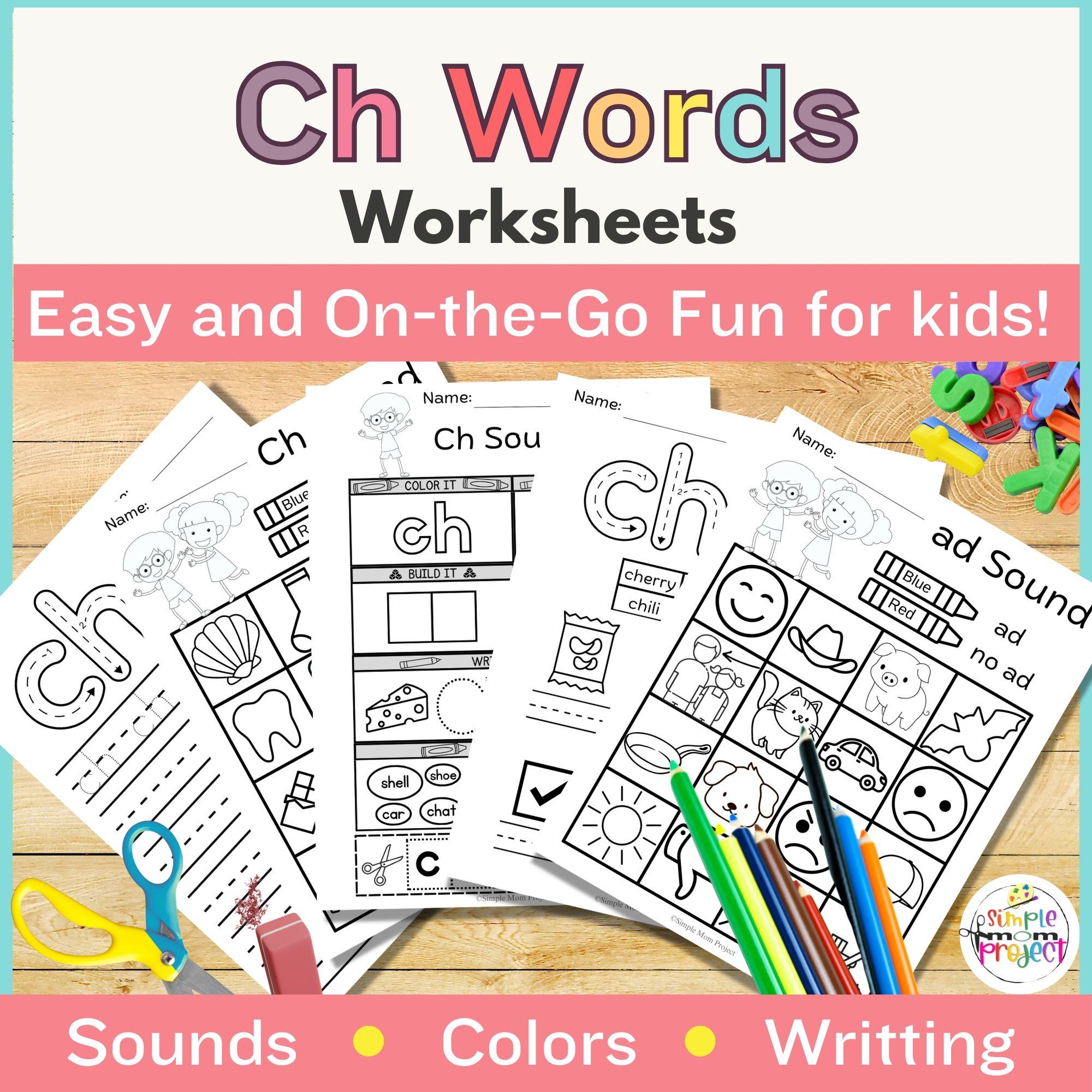Digraph 'ch' Word Worksheets | Letter Blending Ch | Phonics | Easy and ...