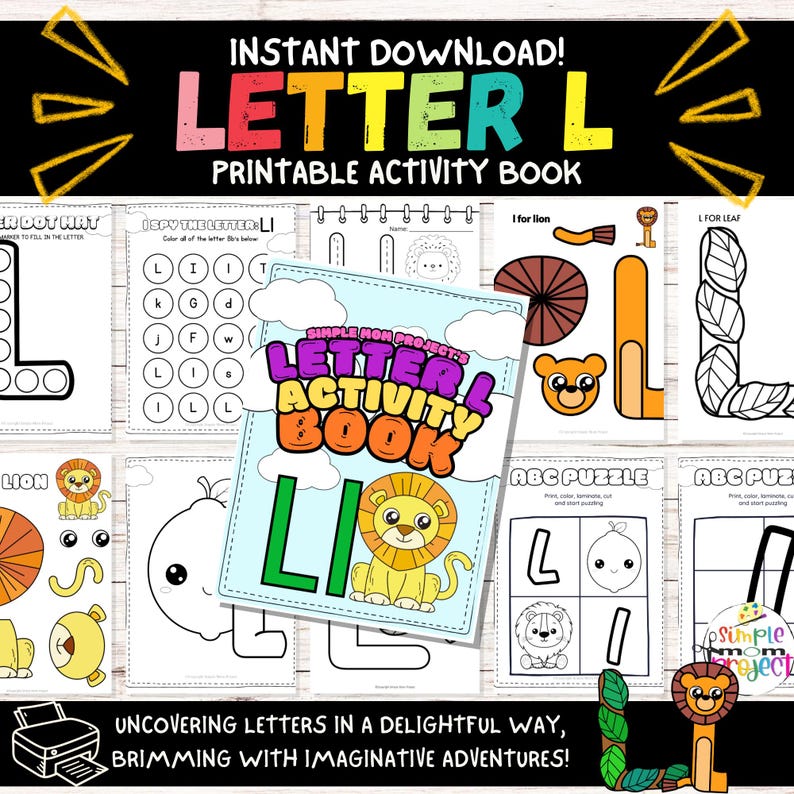 Letter L Activity Book: Printable Worksheets & Coloring Pages (PDF) - Etsy