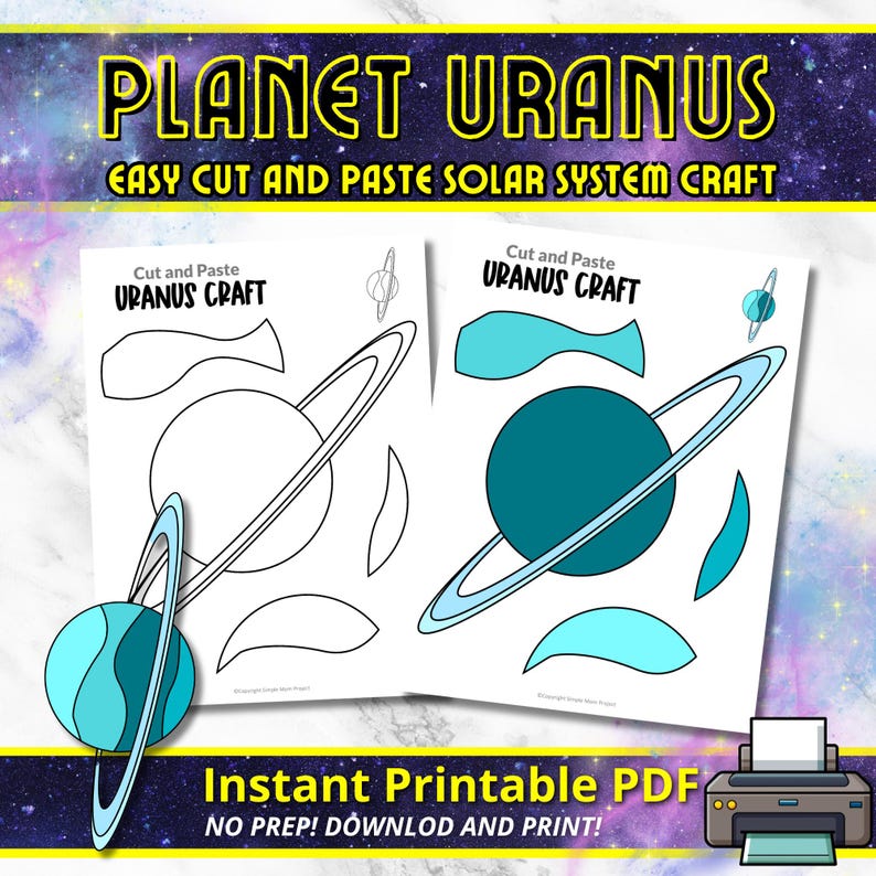 Uranus Craft Printable: Solar System Cut & Paste Activity (digital ...