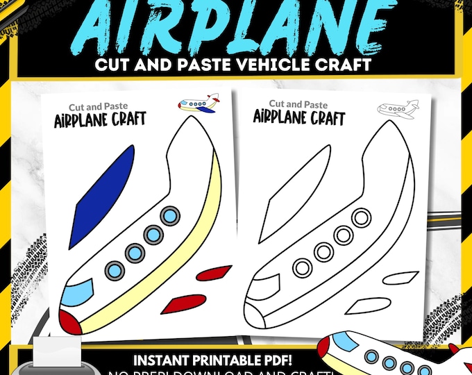 Airplane Coloring Page, Craft Printable Airplane Activity Sheet, Craft ...