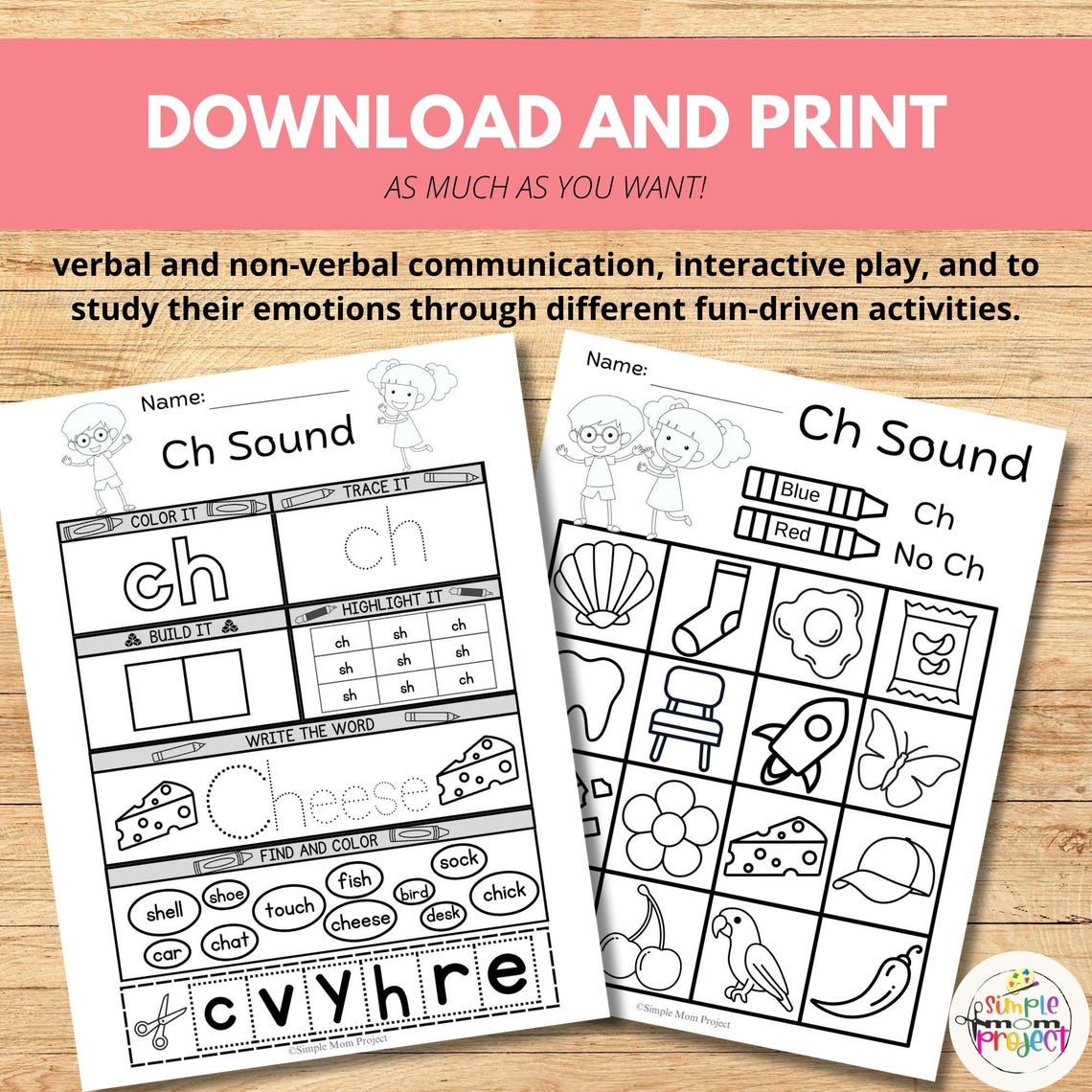 Digraph 'ch' Word Worksheets | Letter Blending Ch | Phonics | Easy and ...