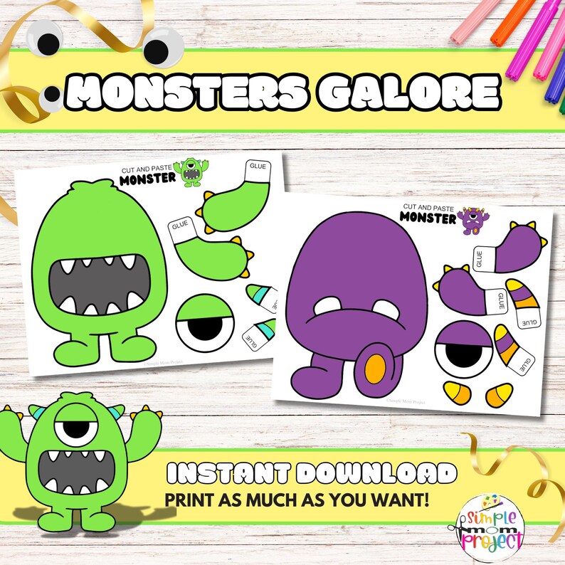 Build-a-monster Craft Activity Paper Monster Craft Monster Templates ...