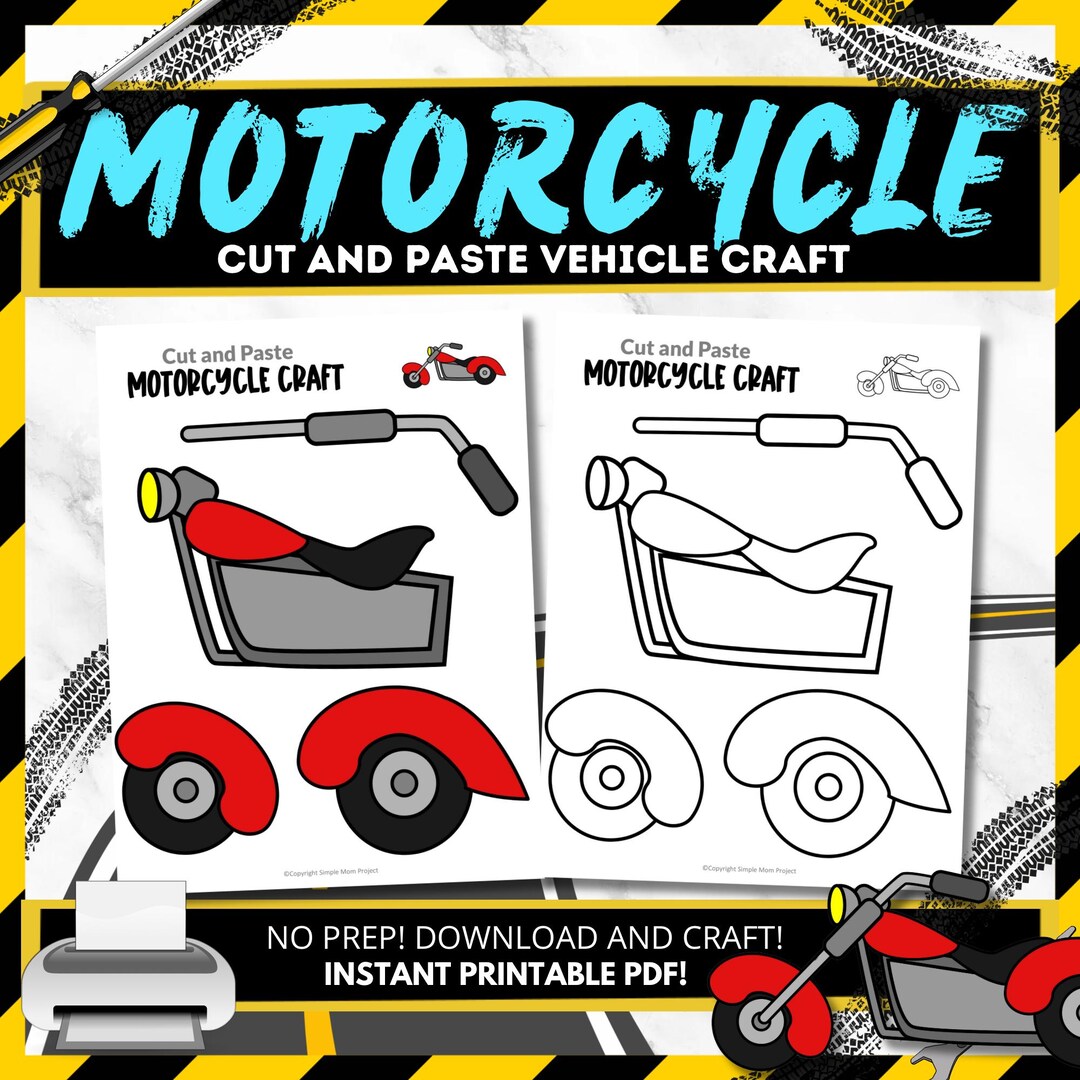 Preschool Motorcycle Printable Craft | Instant Download | Motorcycle ...