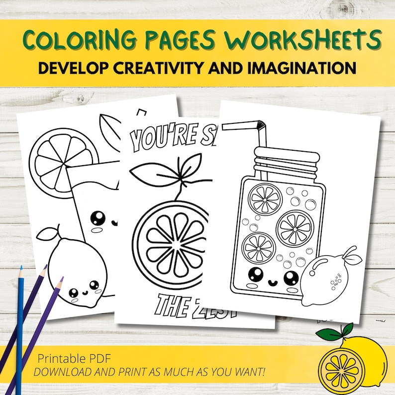 10 Adorable Lemon Coloring Pages | Lemon Worksheets | Fruit Activity ...