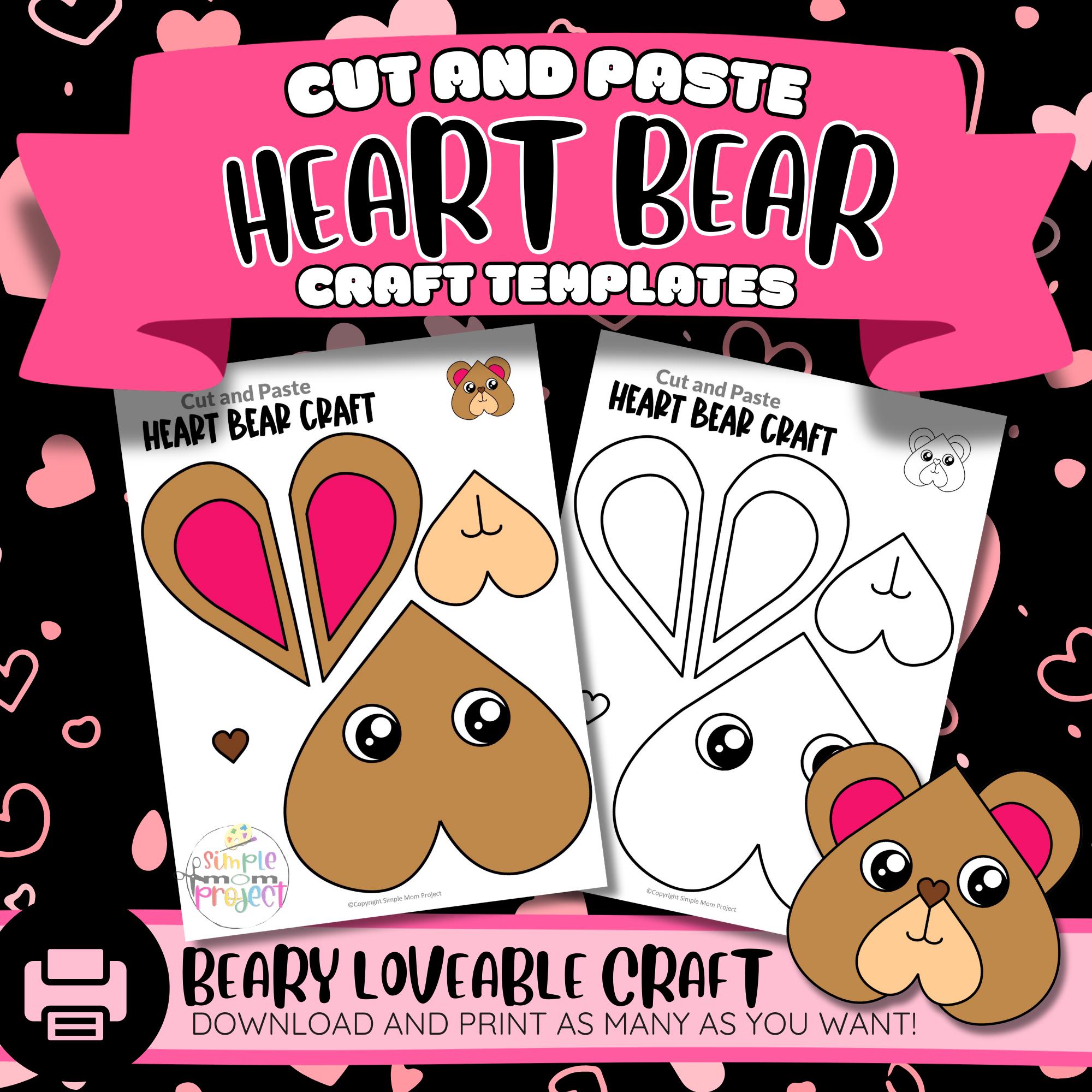 Heart Bear Craft Template: Kids Printable Activity (PDF) - Etsy