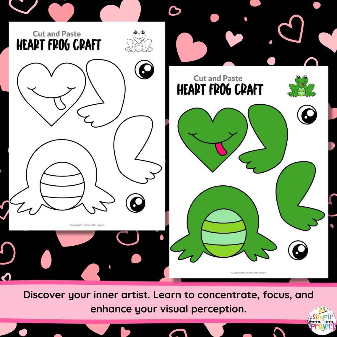 Heart Frog Craft: Printable Template for Kids (PDF) - Etsy