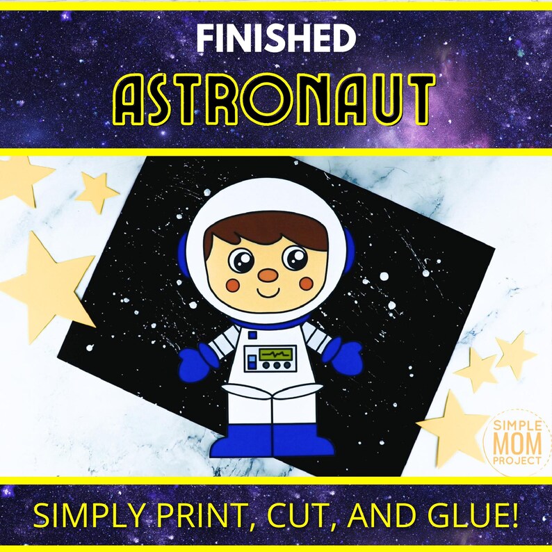 Astronaut Cut and Paste Craft: Space Suit Coloring Activity (digital ...