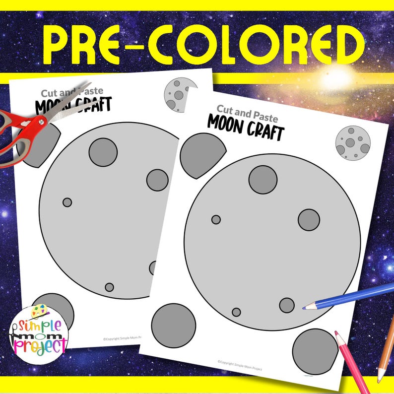 Moon Cut and Paste Craft: Space Theme Activity (instant Download) - Etsy