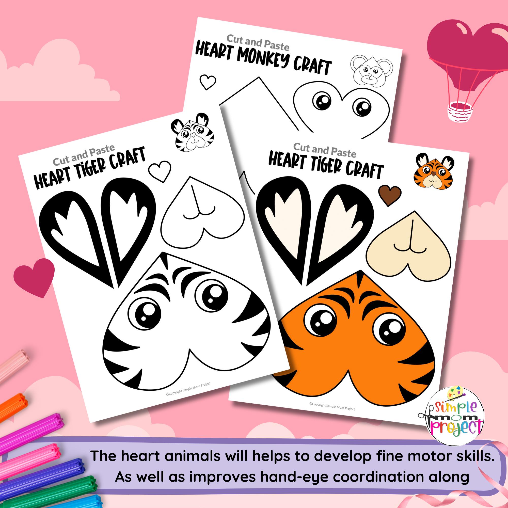 20 Page Heart Animal Printable Crafts | Fun Heart Animal Template ...