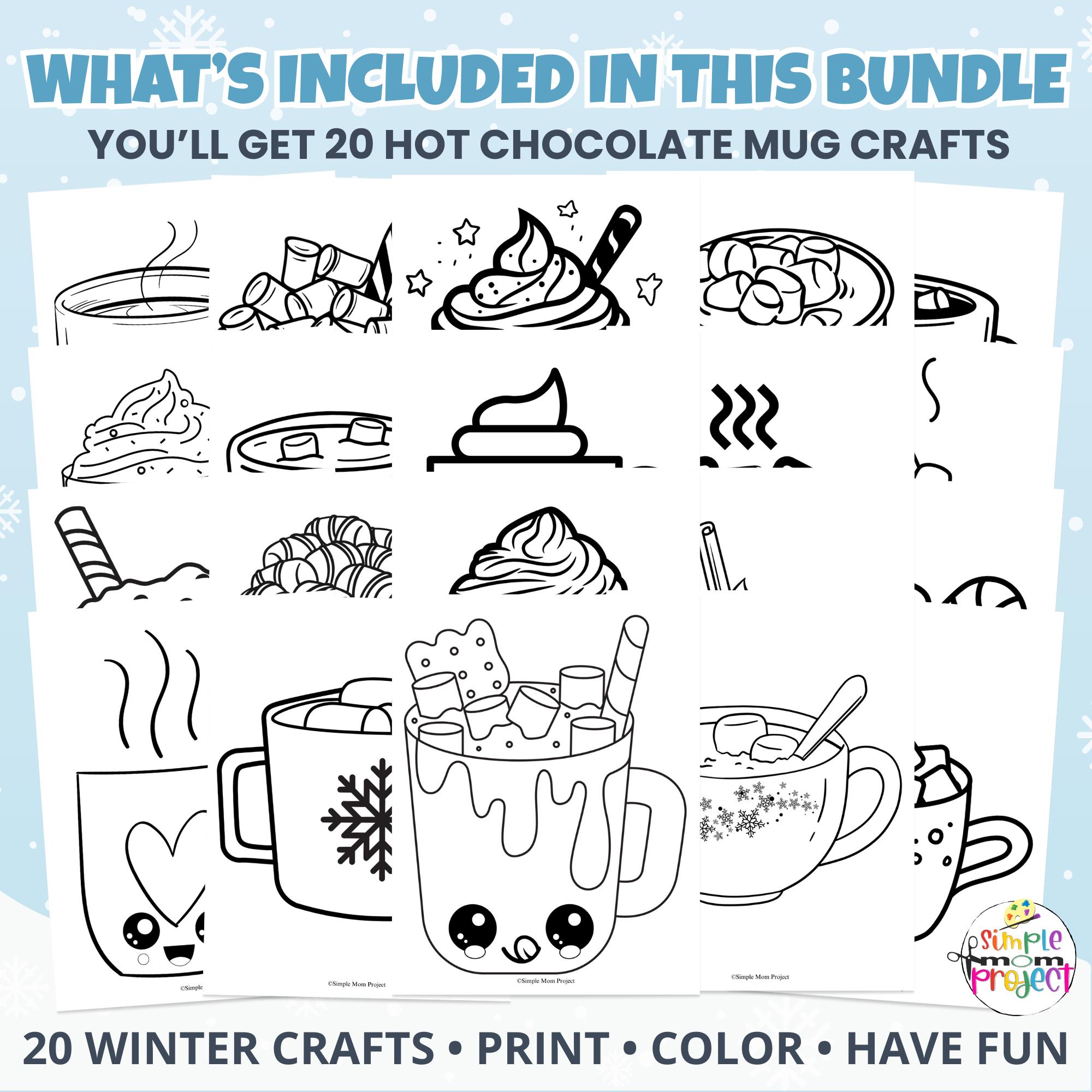 Hot Cocoa Coloring Pages | 20 Adorable Winter Mug Printables for Kids ...