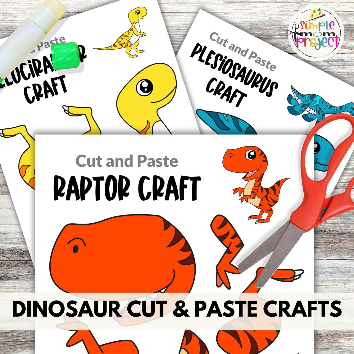 10 Easy Dinosaur Cut and Glue Craft Activity, Printable, Fine Motor ...