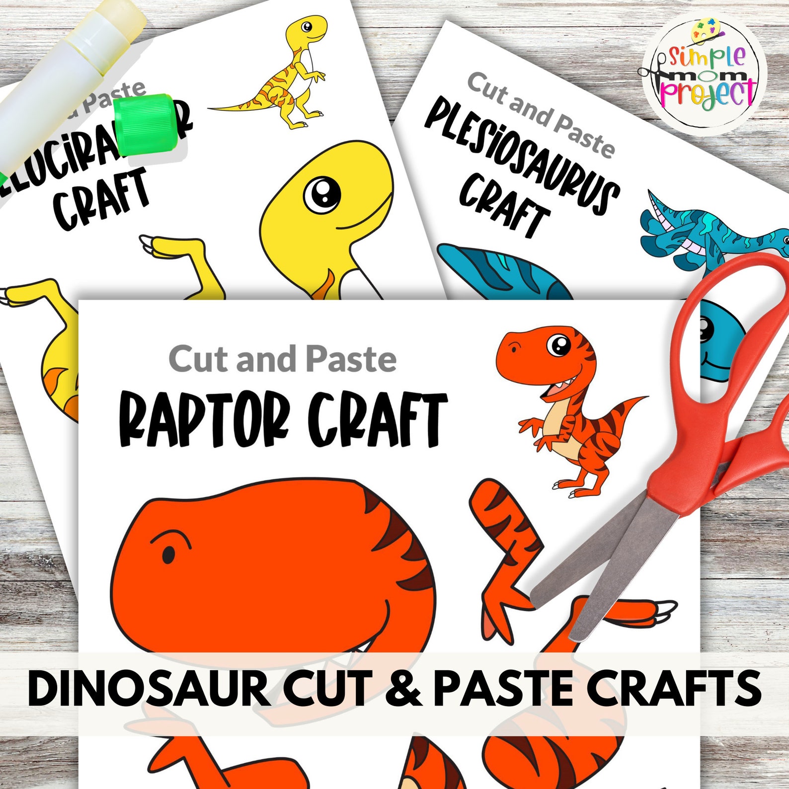 10 Easy Dinosaur Cut and Glue Craft Activity, Printable, Fine Motor ...