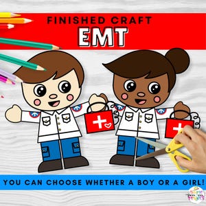EMT Paramedic Printable Paper Craft for Kids | Pre-colored | Black ...