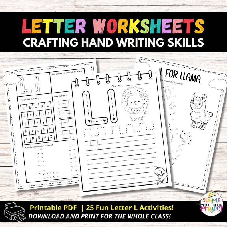 Letter L Activity Book: Printable Worksheets & Coloring Pages (PDF) - Etsy
