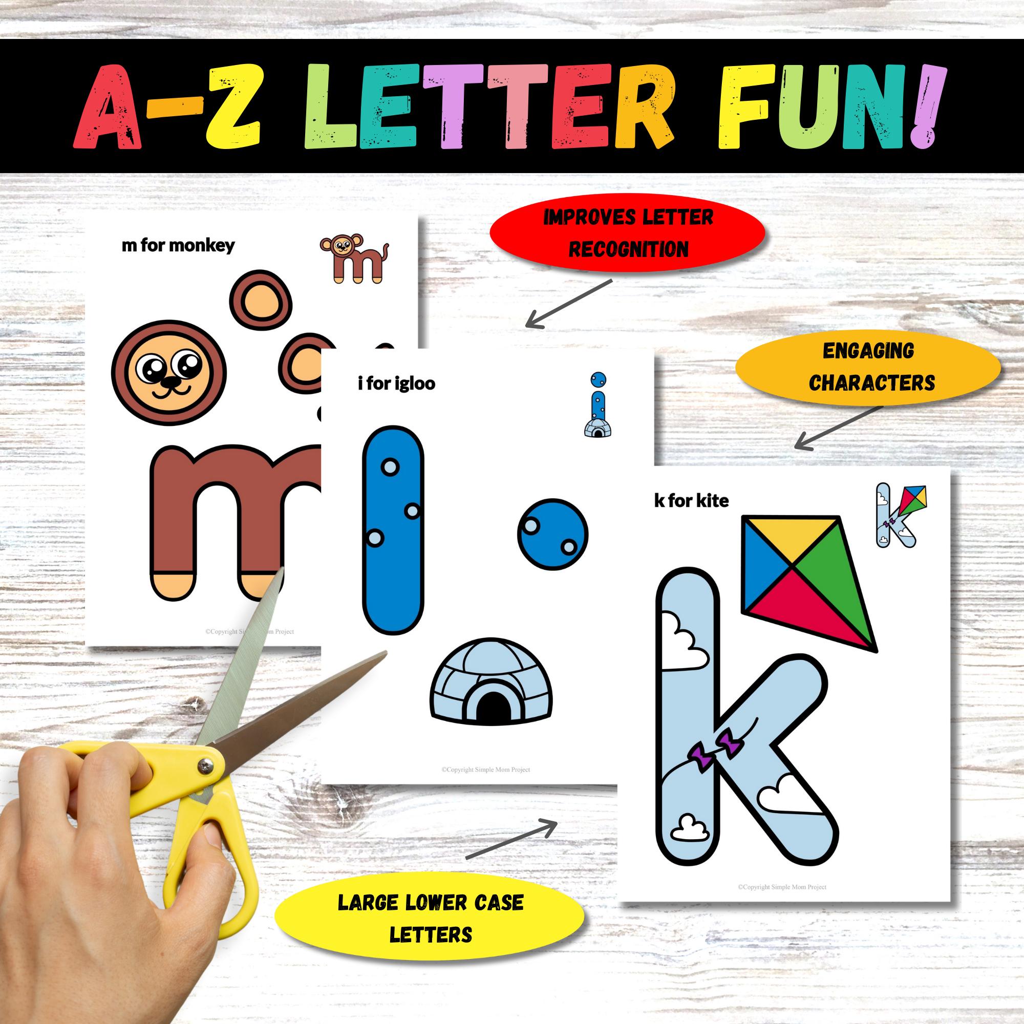 Printable Lowercase Alphabet Crafts: Cut & Paste Activity (digital ...