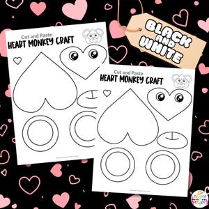 Heart Monkey Printable Craft for Kids | Heart Monkey Craft | Heart ...