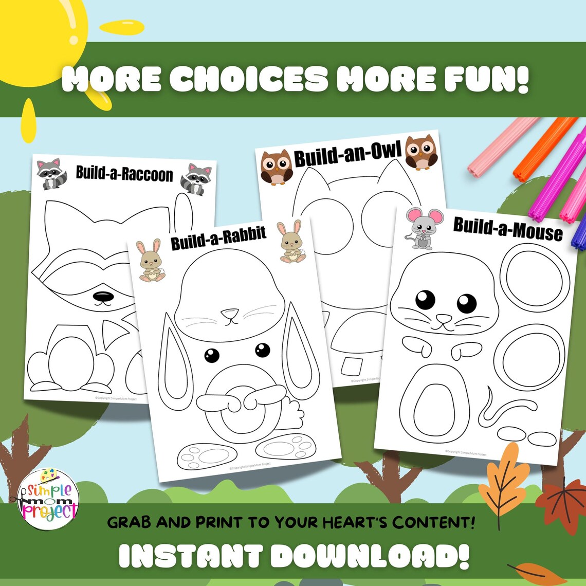 10 Black and White Woodland Animal Cut and Glue Craft Activity ...