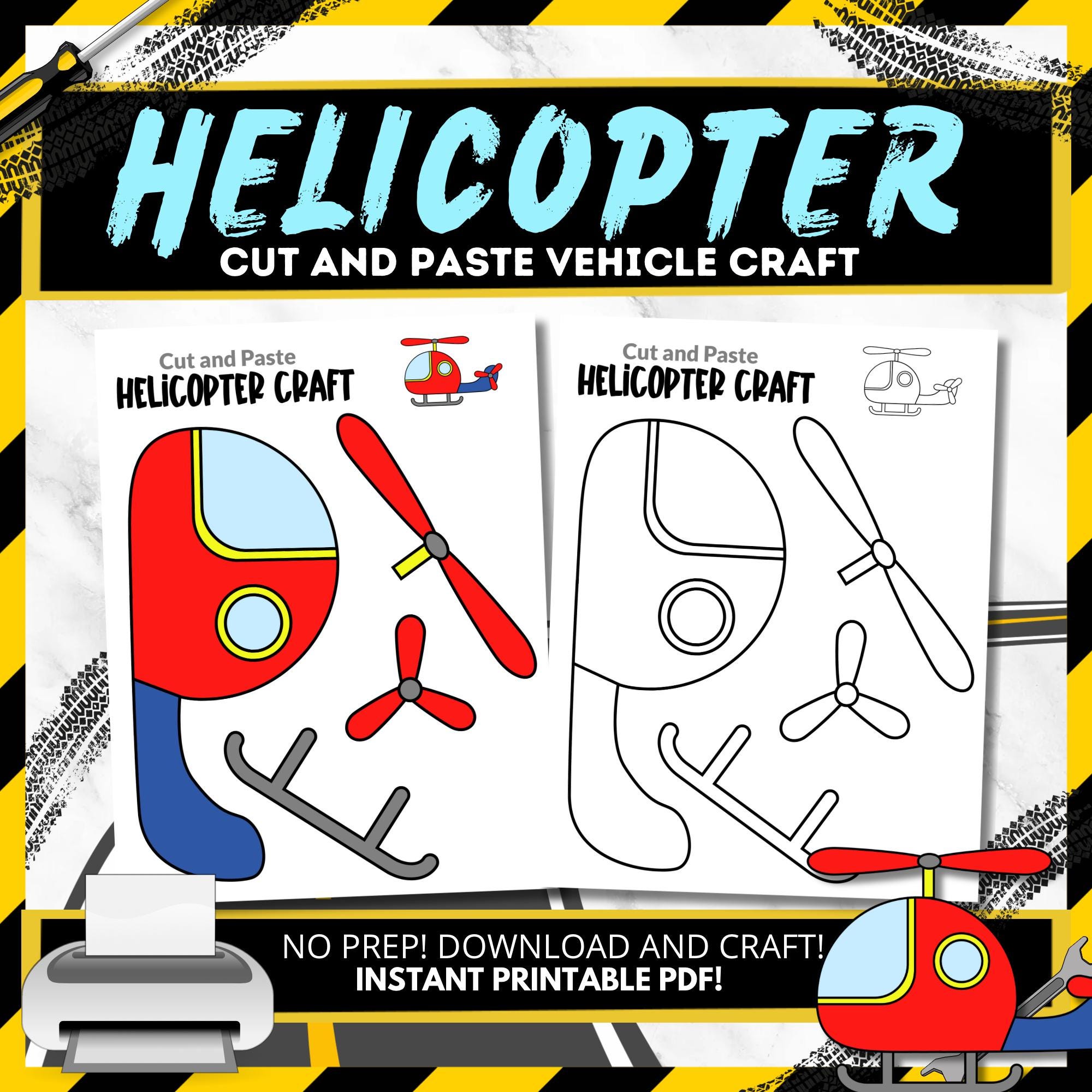Printable Preschool Helicopter Craft Activity | Instant Download ...