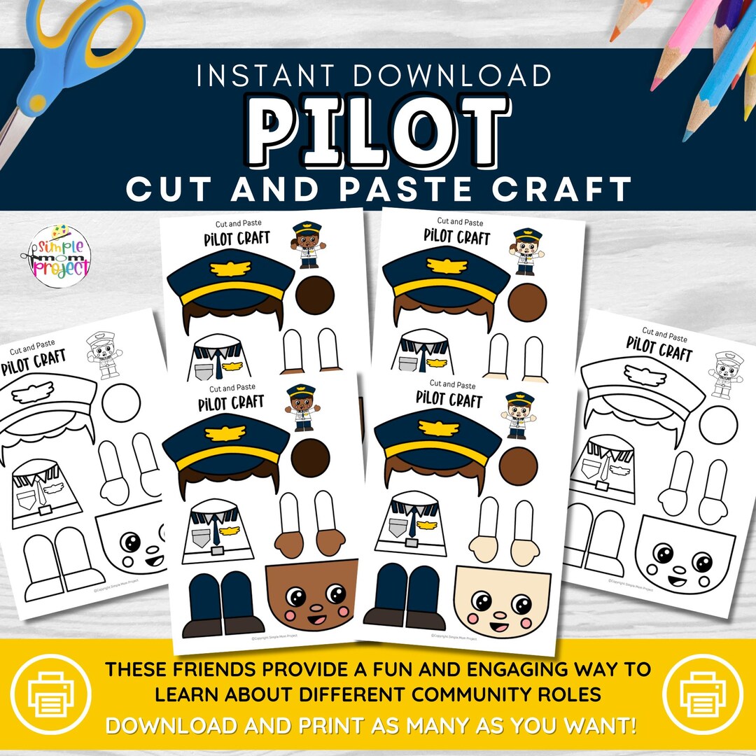 Pilot Printable Paper Craft for Kids | Pre-colored | Black & White - Etsy