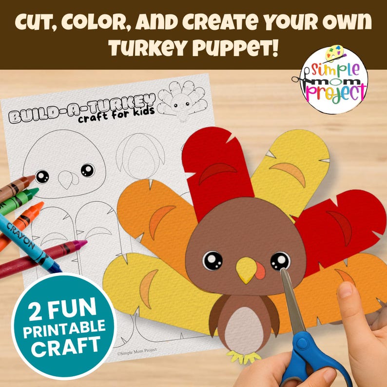 Build a Turkey Craft Printable for Kids | Fall Cut & Paste Activity ...