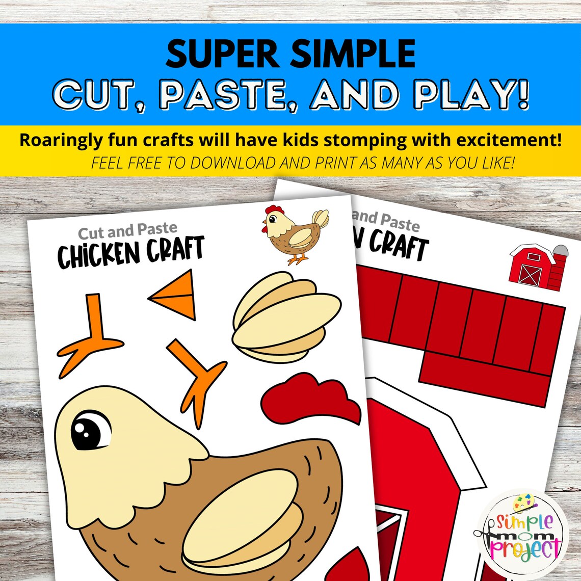 15 Farm Animal Cut and Paste Craft, Barnyard Crafts, Full Colored, Farm ...