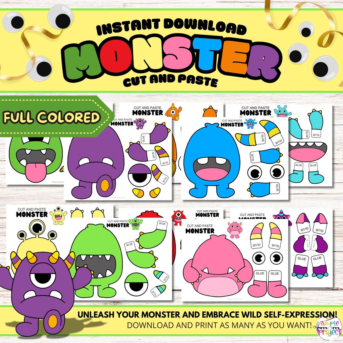 Build-a-monster Craft: 10 Full Colored Activities (PDF Pattern) - Etsy