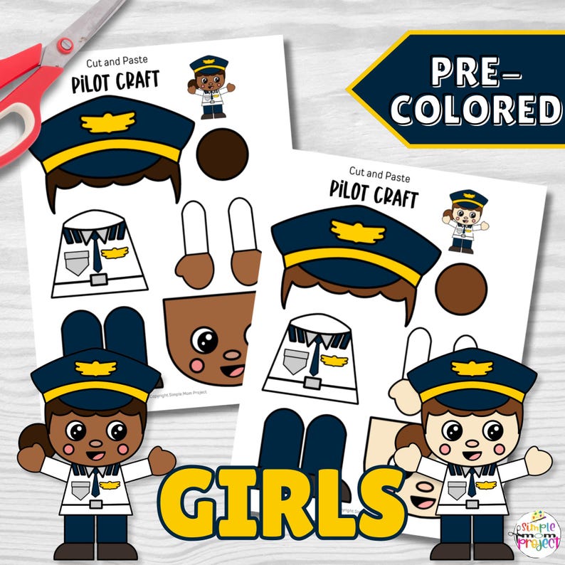 Pilot Printable Paper Craft for Kids | Pre-colored | Black & White - Etsy