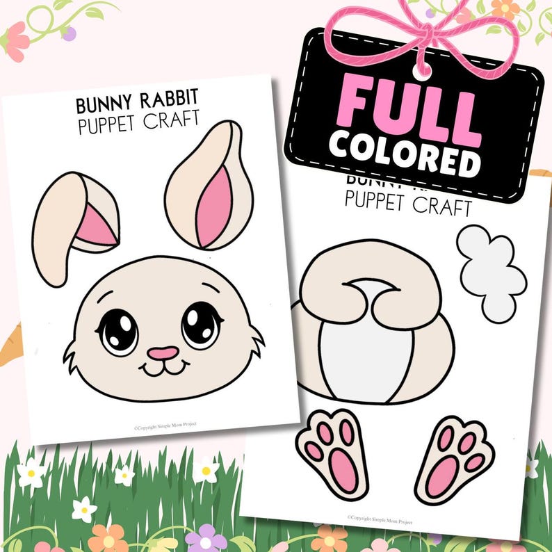 Printable Bunny Rabbit Paper Bag Puppet Template for Kids | Bunny Paper ...