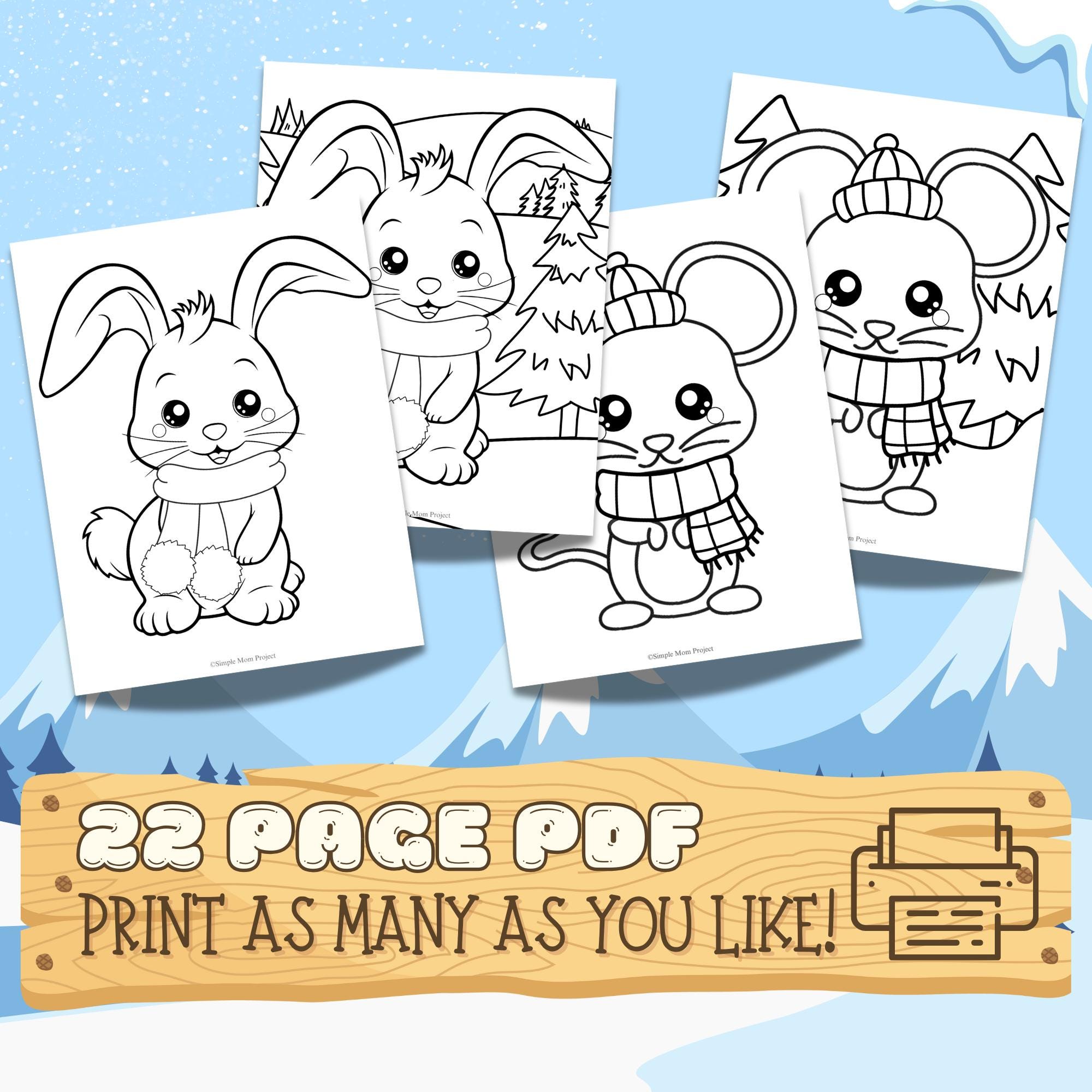 22 Winter Animal Coloring Printable | Winter Printable Animals for Kids ...
