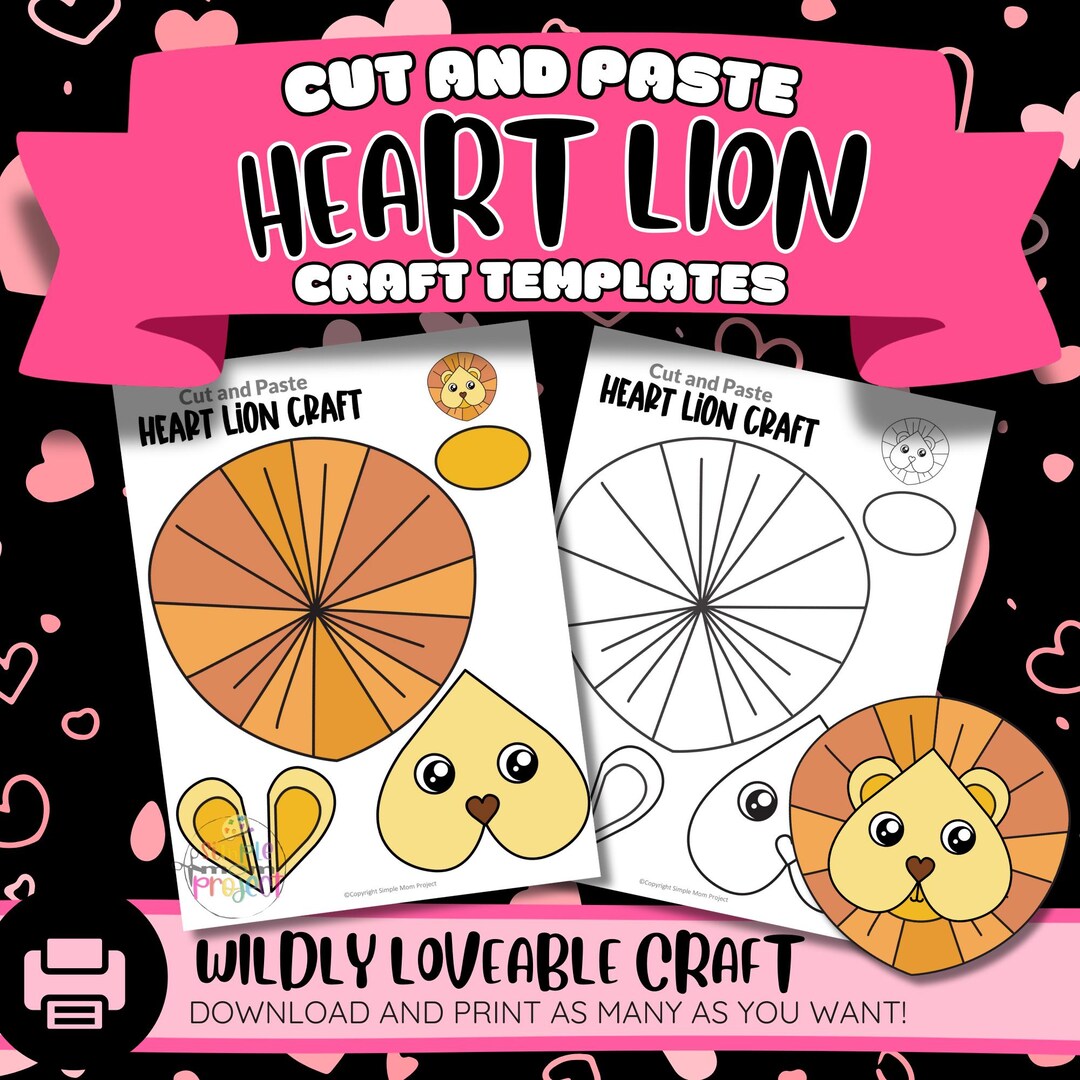 Heart Lion Craft: Printable Activity for Kids (PDF) - Etsy