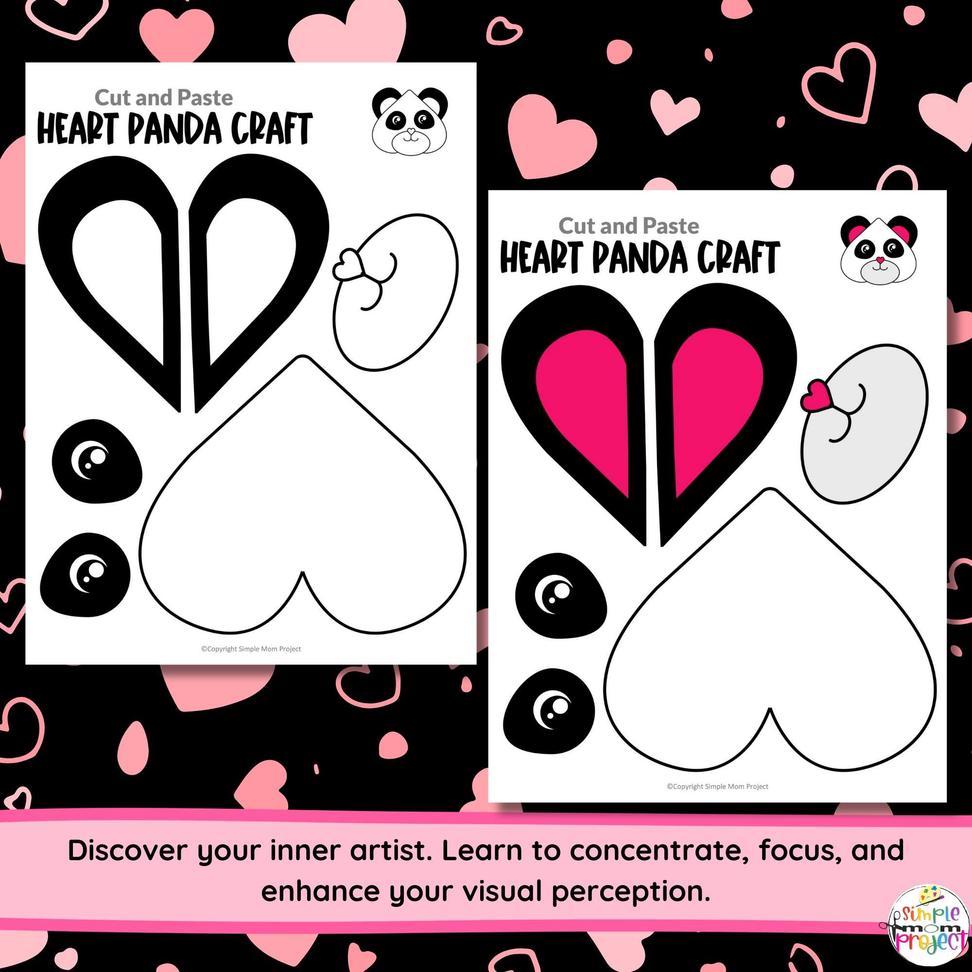 Heart Panda Bear Printable Craft for Kids | Heart Panda Bear Craft ...