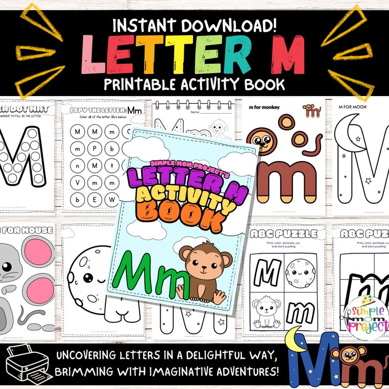 Letter M Activity Book: Printable Worksheets & Coloring Pages (PDF) - Etsy