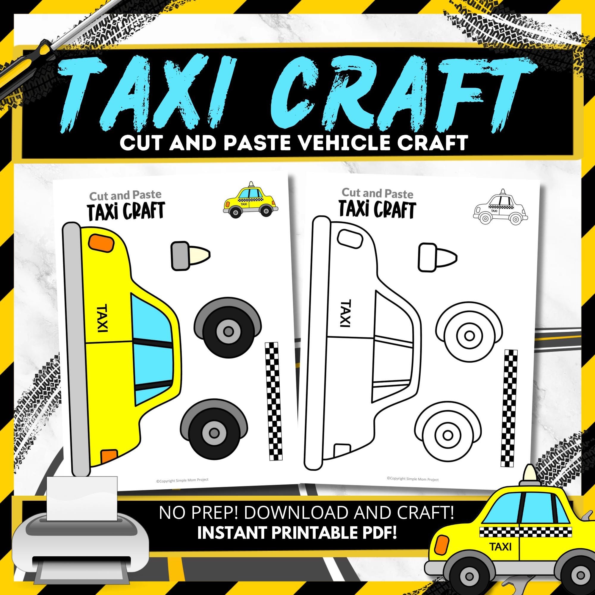 Preschool Taxi Cab Printable | Instant Download | Taxi Cab Coloring ...