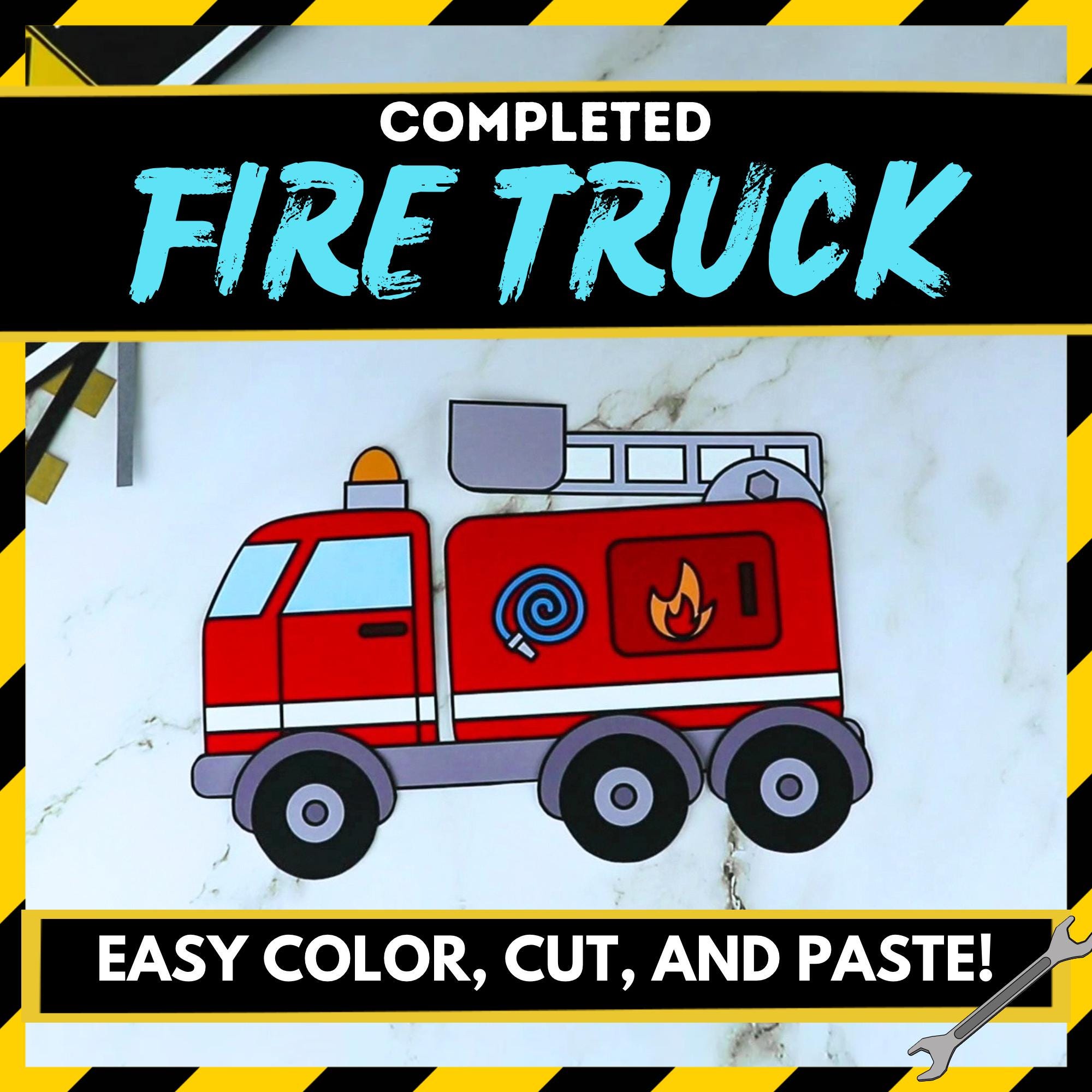 Printable Fire Truck Craft: Cut & Paste Activity (digital Download) - Etsy