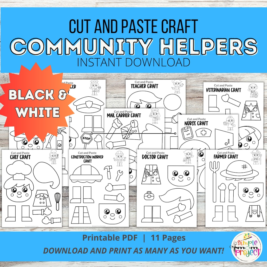 10 Community Helper Activity Cut Paste Crafts, Jobs, Career Day ...