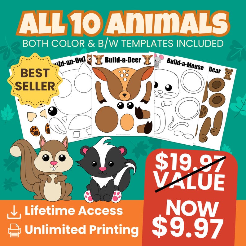 Woodland Animal Crafts Printable | Cut and Paste Templates | Kids PDF ...