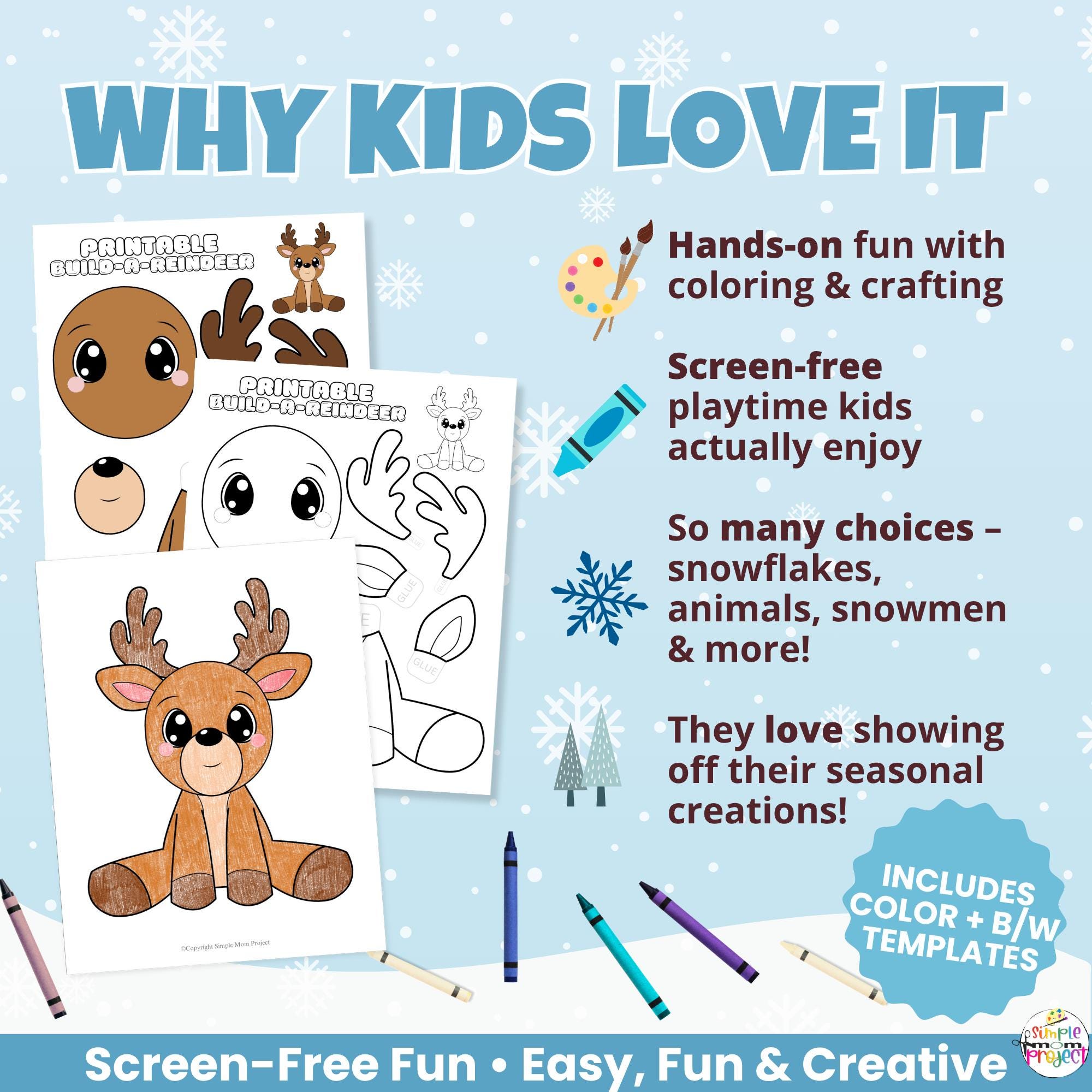Build-a-reindeer Printable Craft | Winter Kids Activity | Cut & Paste ...