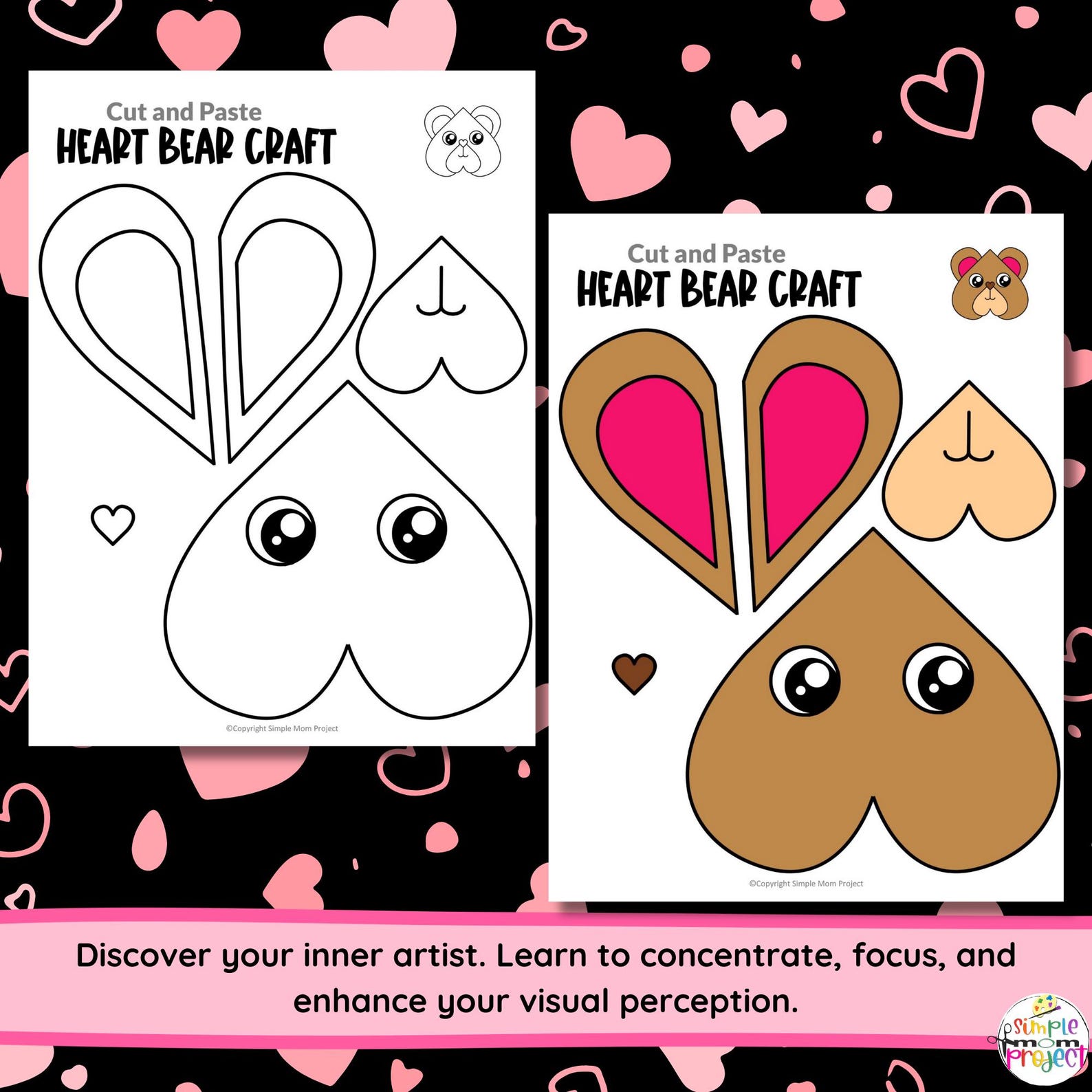 Heart Bear Craft Template: Kids Printable Activity (PDF) - Etsy