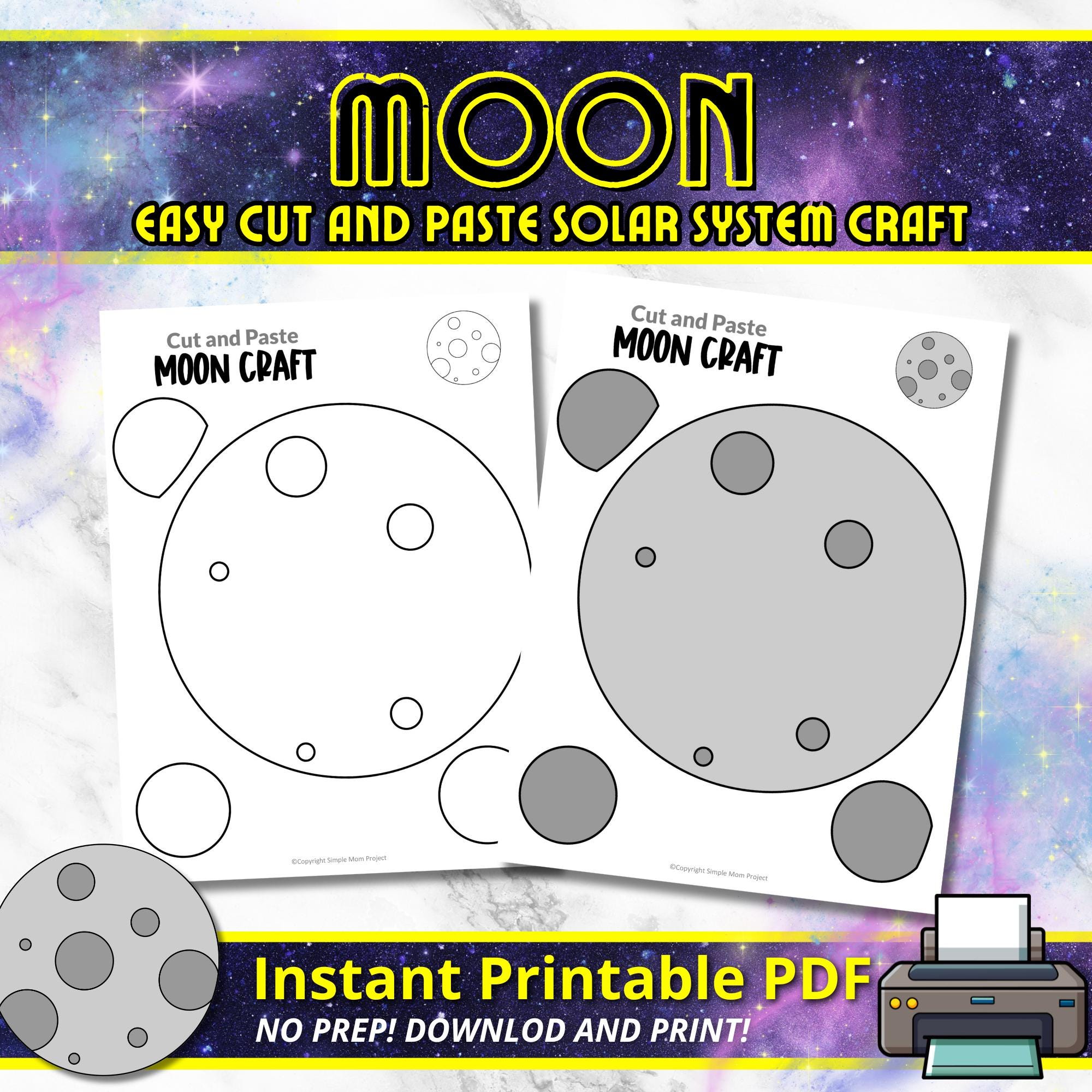 Moon Cut and Paste Craft: Space Theme Activity (instant Download) - Etsy