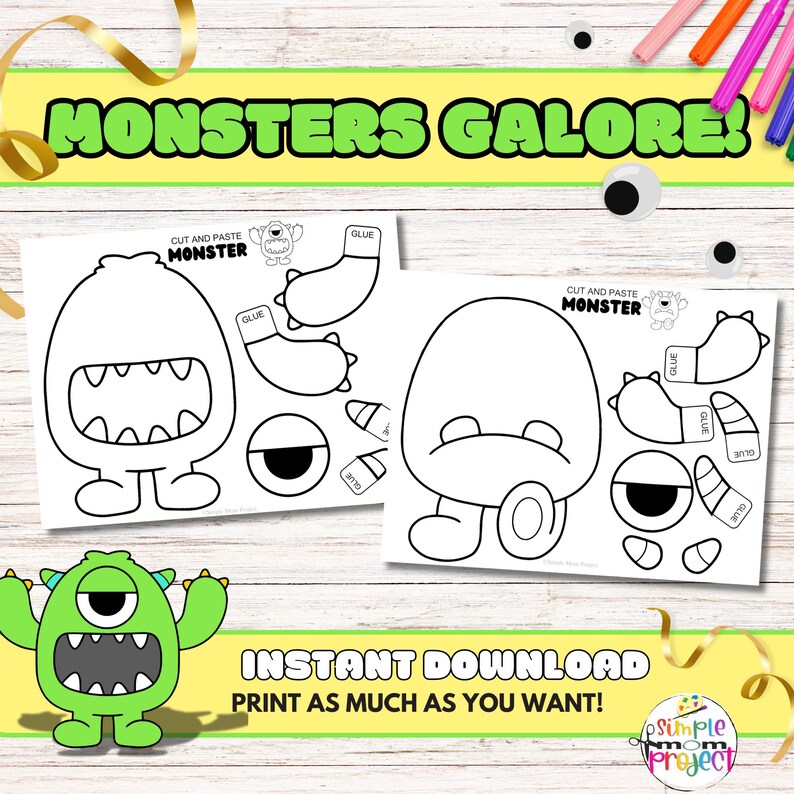 10 Black and White Build-a-monster Craft Activities Paper Monster Craft ...