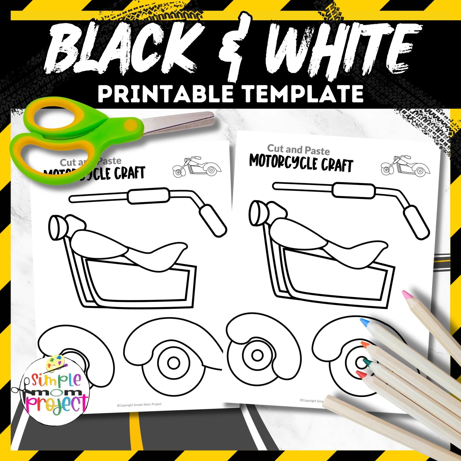 Preschool Motorcycle Printable Craft | Instant Download | Motorcycle ...