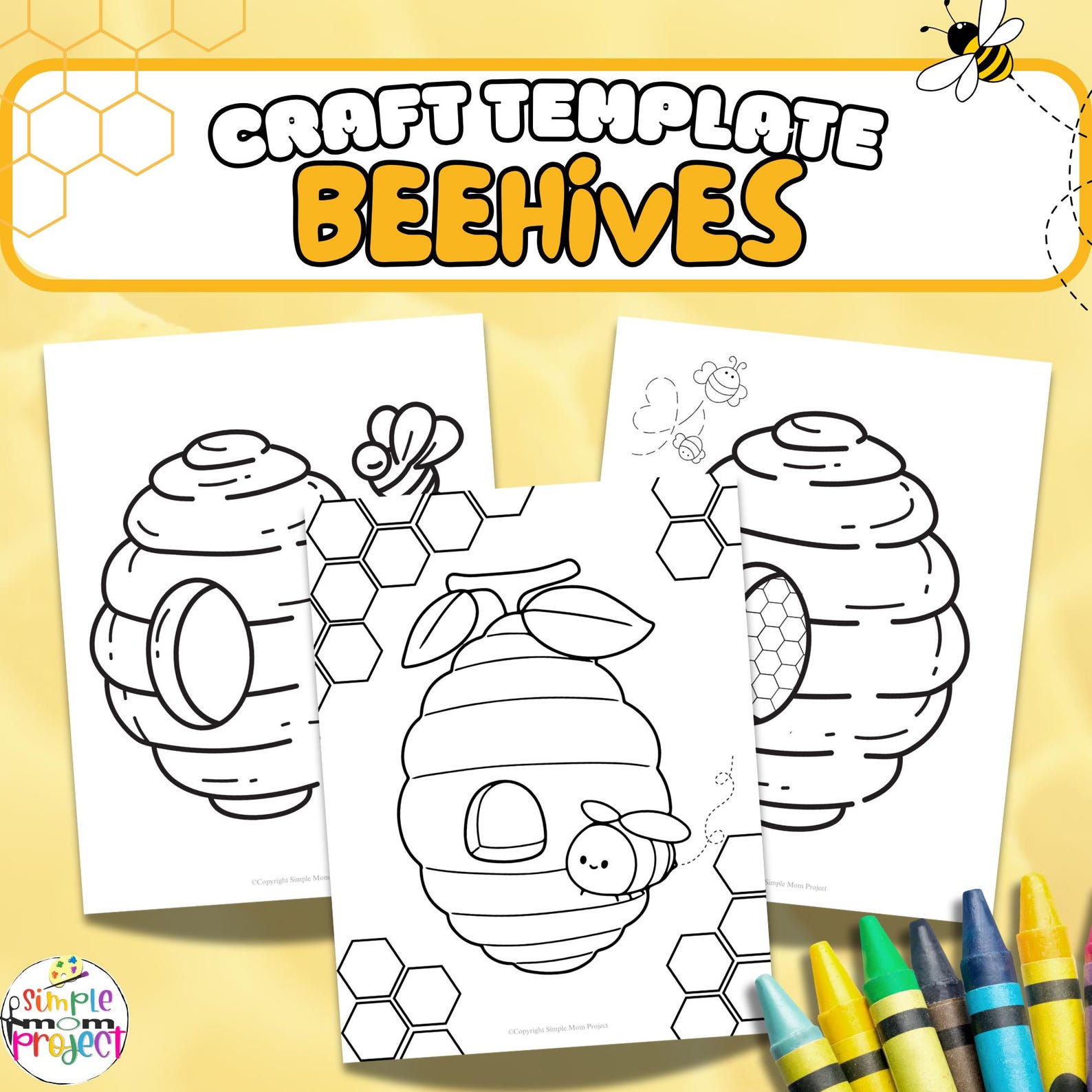 Beehive Coloring Pages for Kids: Honey Bee Printables (PDF) - Etsy