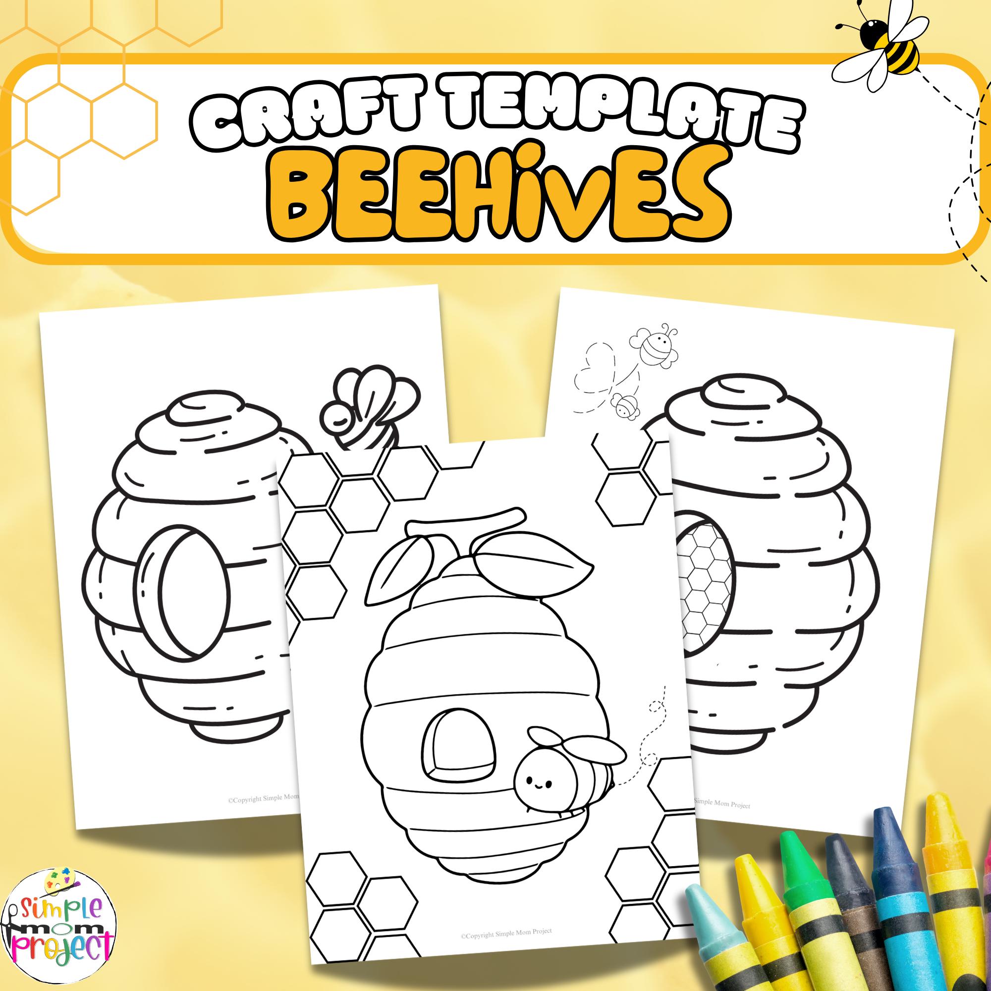 Beehive Coloring Pages for Kids: Honey Bee Printables (PDF) - Etsy