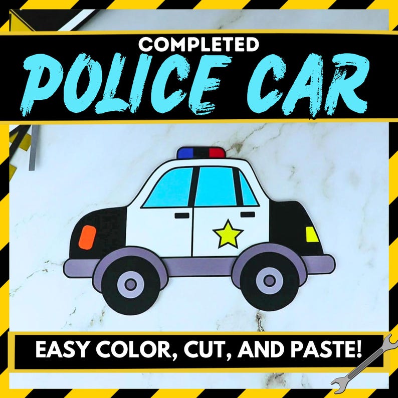 Printable Police Car Craft: Cut and Paste Activity (digital Download ...