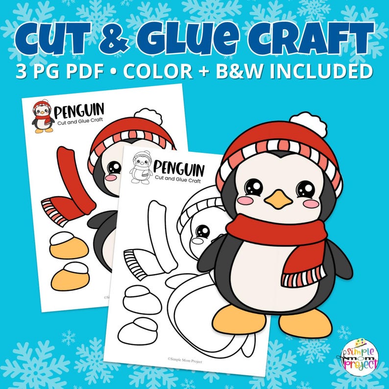 Penguin Craft Template Printable | Winter Kids Activity | Preschool ...