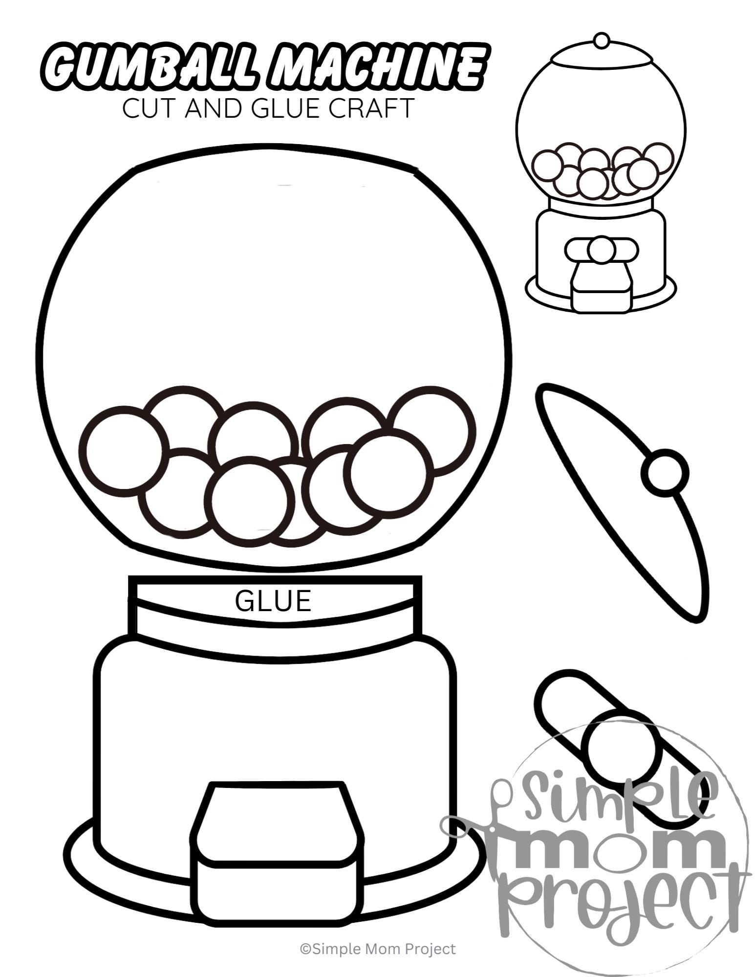 Gumball Machine Cut and Paste Craft Gumball Machine Activity Gumball ...