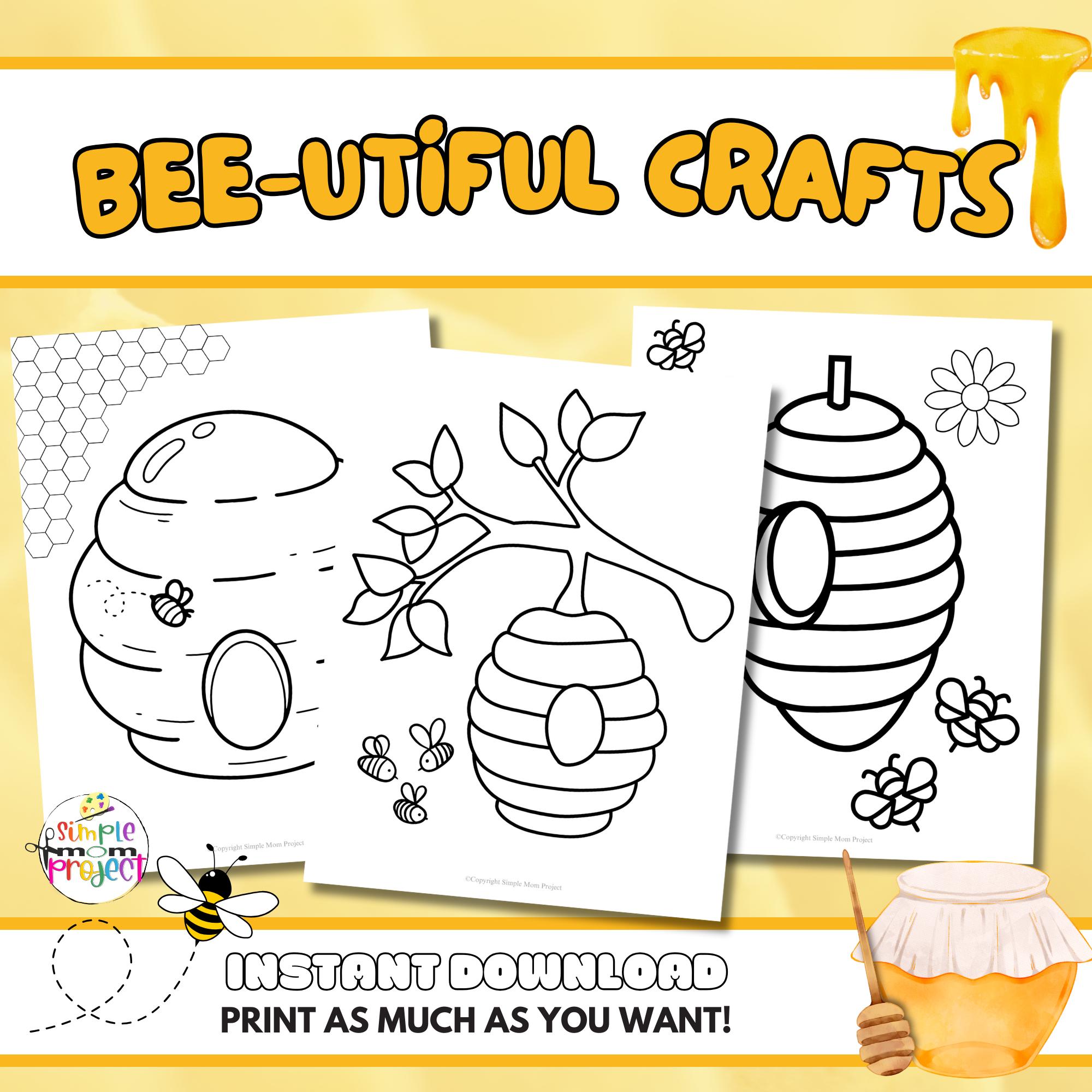 Beehive Coloring Pages for Kids: Honey Bee Printables (PDF) - Etsy
