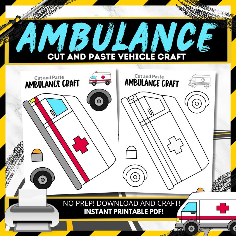 Printable Preschool Ambulance Craft Activity | Instant Download ...